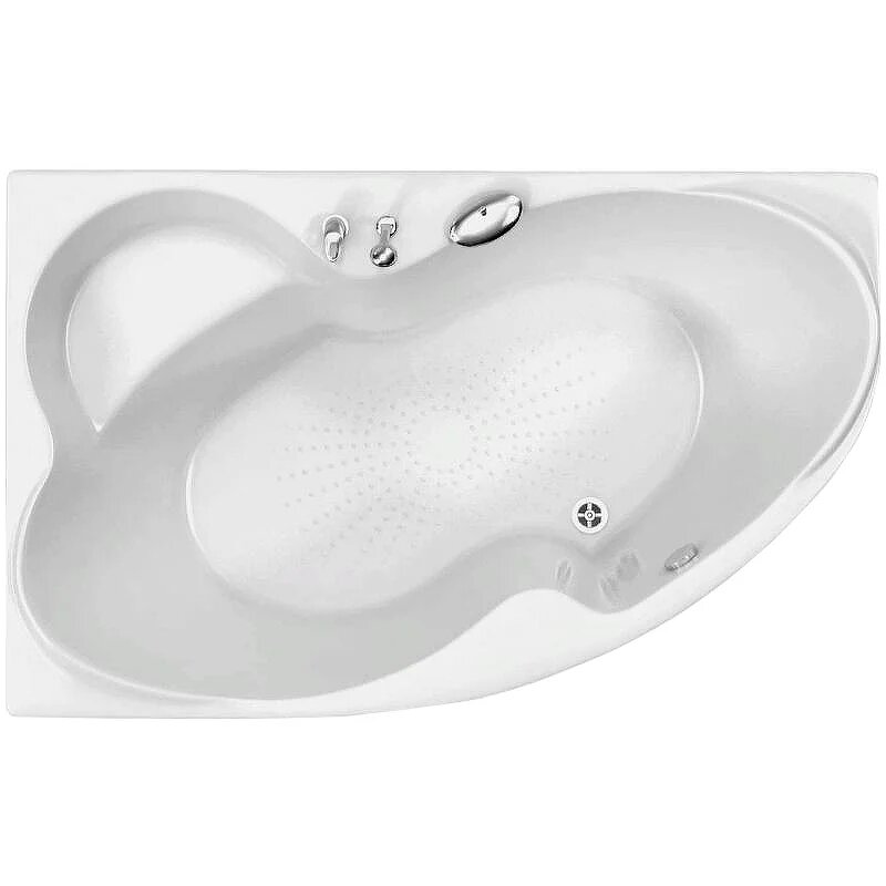 Акриловая ванна BellSan Индиго 160x100, с каркасом, угловая, правая, пристенная, белая, глянцевая, со сливом-переливом, асимметричная, с сиденьем, антискользящее покрытие