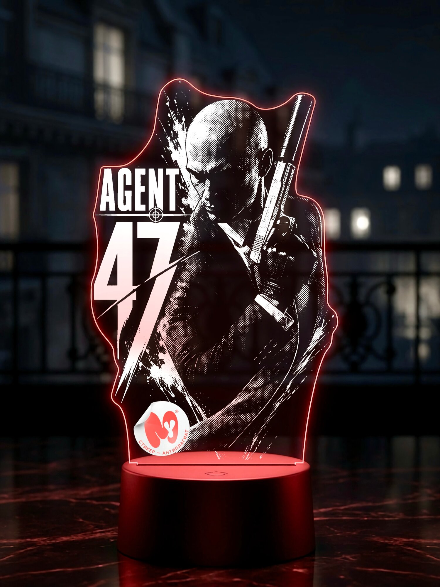 Ночник Игра Агент 47 - Agent 47. Подарок геймеру — декор для игровой комнаты с символикой популярных игр