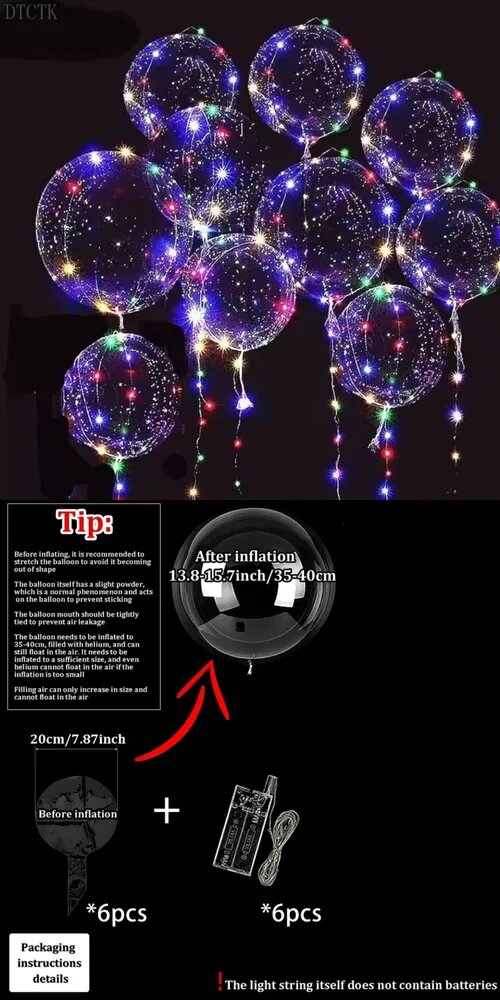 Светящиеся LED-воздушные шары с мерцающим эффектом плавающие