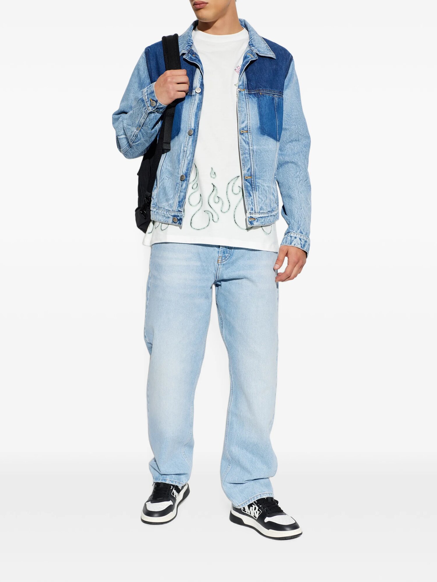 Футболка AMIRI Ma Quad Flames, размер 44, бежевый/белый — фото 1