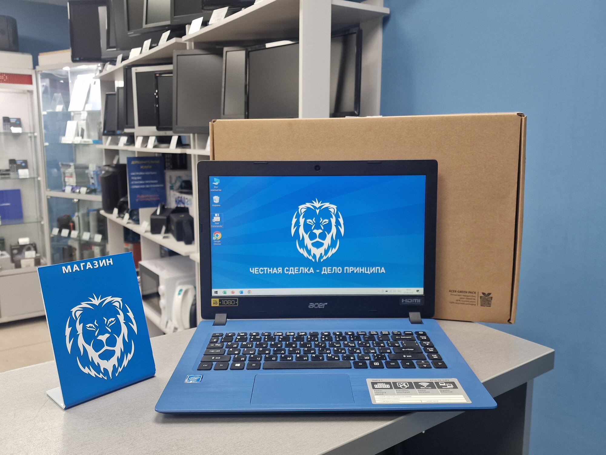 Ноутбук Acer Aspire 1 A114-32-C4F6 NX. GW9ER.004 (Intel Celeron N4000 1.1GHz/4096Mb/64Gb/No ODD/Intel UHD Graphics/Wi-Fi/Cam/14/1920x1080/Windows 10 64-bit)
