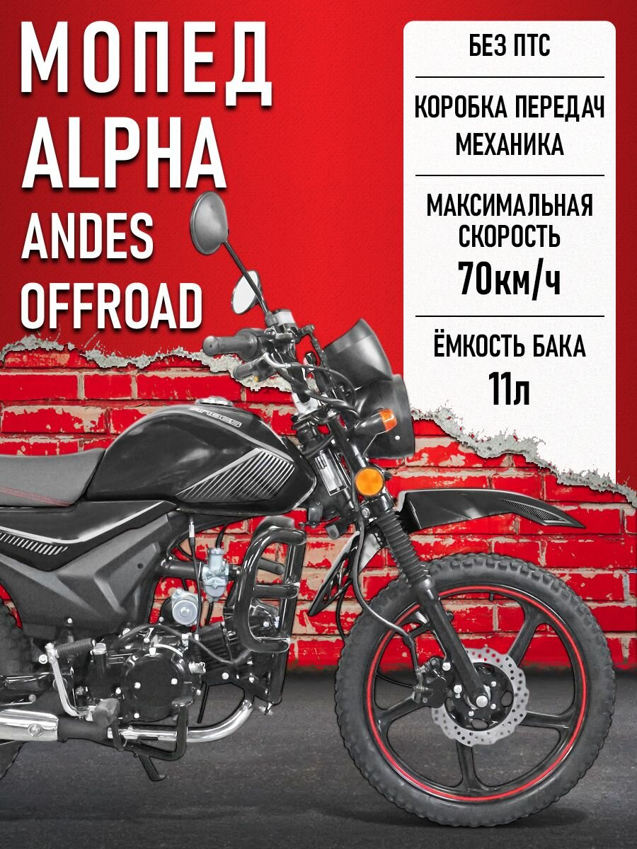 Мопед Alpha "Пегас" рестайлинг / люкс (Форсир.) Черный матовый