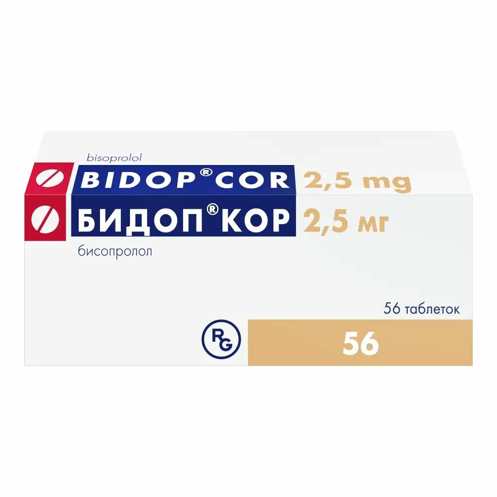 Бидоп Кор, таблетки 2.5 мг, 56 шт.