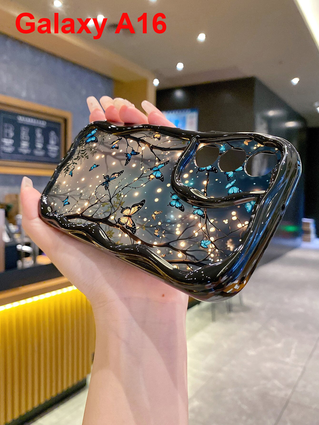 Чехол неправильной формы для Galaxy A16 , роскошный чехол с бабочкой и цветком, мягкий чехол для телефона.