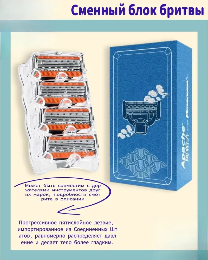 Сменный блок для бритвы, подходящий для хвостовика HYMM Amway, 4 шт