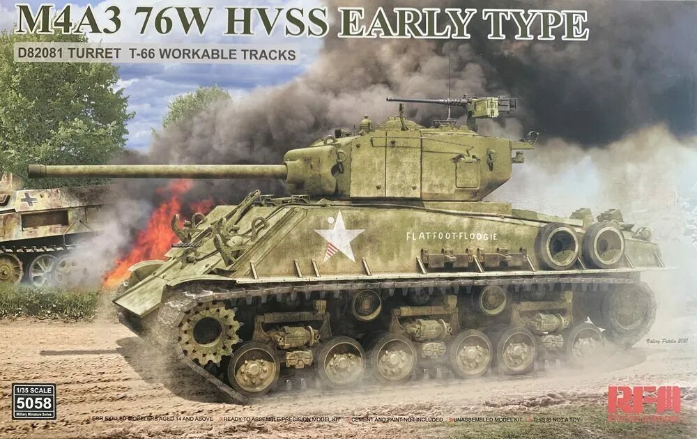 Rye Field RFM 5058 1/35 m4a3 76w hvss Ранние Тип Модель танка