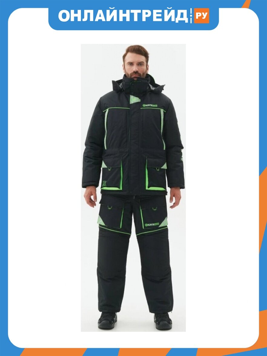 Костюм зимний Huntsman Elbrus ткань Hit Membrane цвет Черный/Лайм, 48-50/170-176