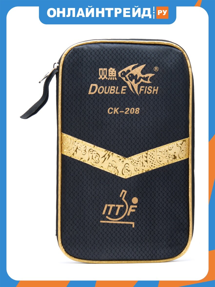 Ракетка для настольного тенниса Double Fish CK-208, для любителй, ITTF, наклад. 2,2 мм, конич. ручка + сумка-чехол