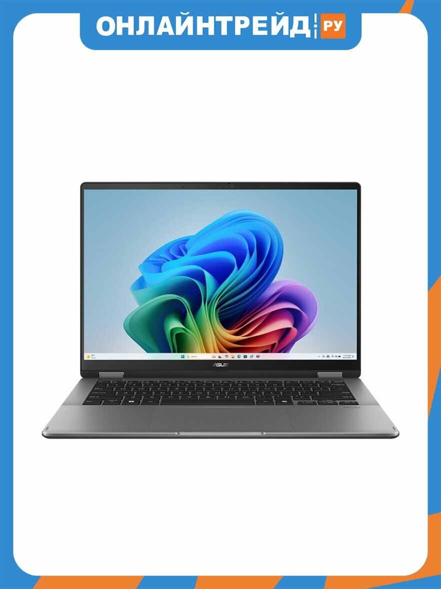 Ноутбук Asus Vivobook 14 Flip TP3407SA-QL055W 14" WUXGA OLED 60Hz 400nits Touch Ultra 7 256V(2.2ГГц), 16Гб LPDDR5x, SSD 1Тб, Arc 140V, CR, Win11, Gray