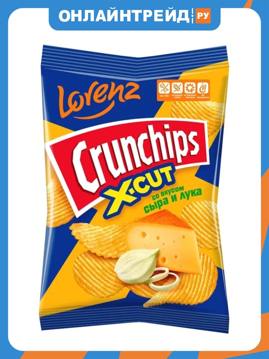 Чипсы Lorenz Crunсhips X-Cut cо вкусом сыра и лука 70 г