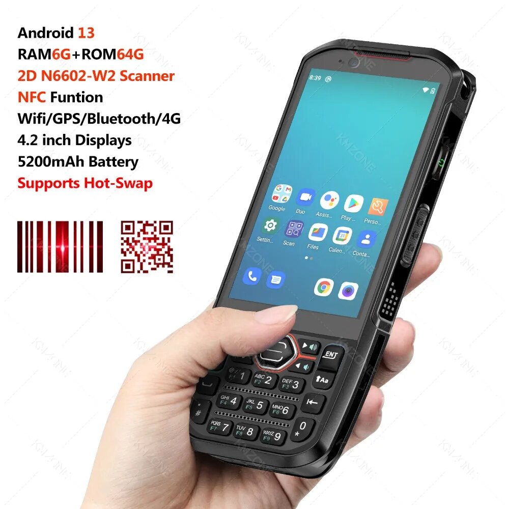 PDA Android 13, 64GB, 2D сканер, 4.2 inch, EU