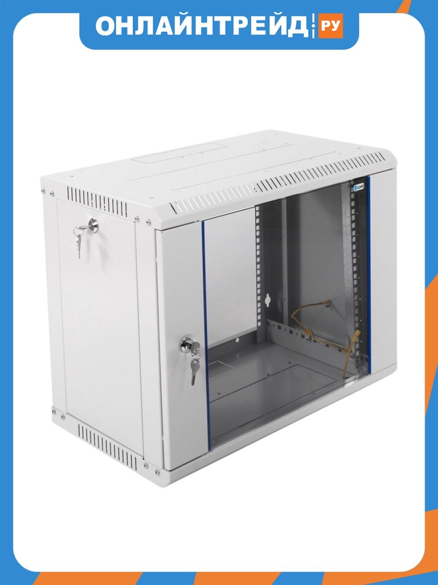Шкаф настенный разборный Цмо ШРН-Э-9.350 9U 600x350мм дверь стекло, серый