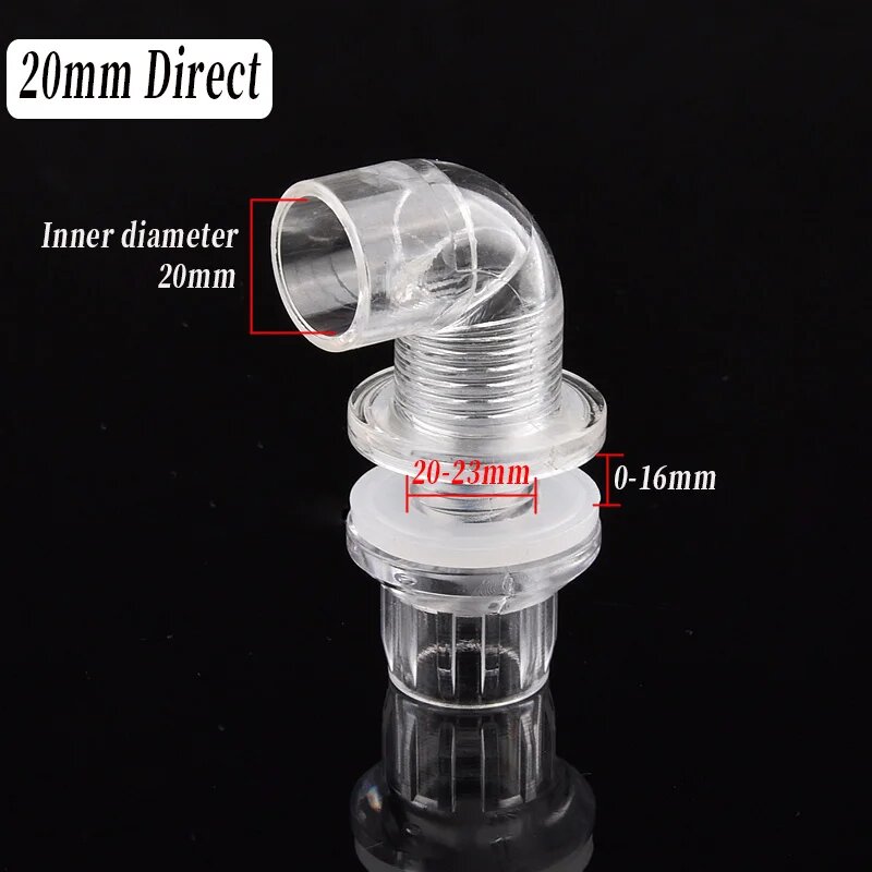 Акриловый переборный адаптер SgooHan 16/20/25/32 мм для аквариума 20mm Elbow