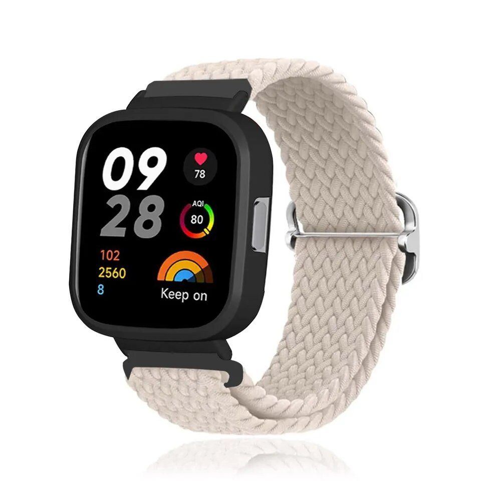 Эластичный тканевый ремешок для Xiaomi Redmi Watch 3 Lite / Redmi Watch 3 Active с регулируемой длиной Браслет с пряжкой Мужской и женский