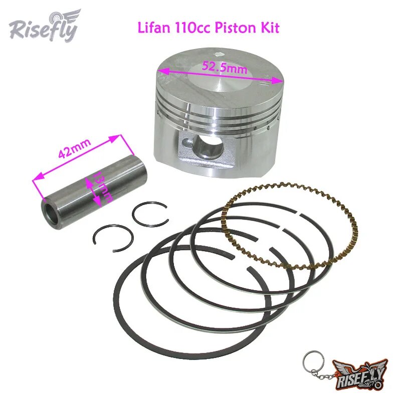 Комплект поршней Risefly Lifan 110cc, 52 мм, палец 13 мм, для китайских квадроциклов и питбайков