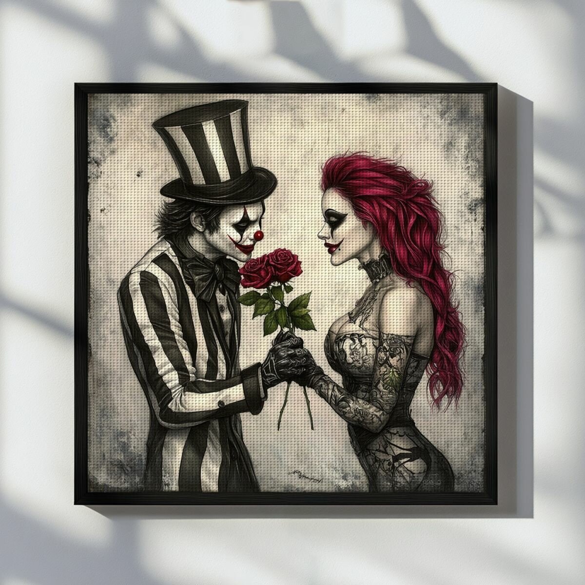 1 бескаркасная 14CT/11CT крестовая вышивка 40X40CM/15.74inДжокер Паракот в окне, цветов с иголками, нитками, чертежами, холстом.