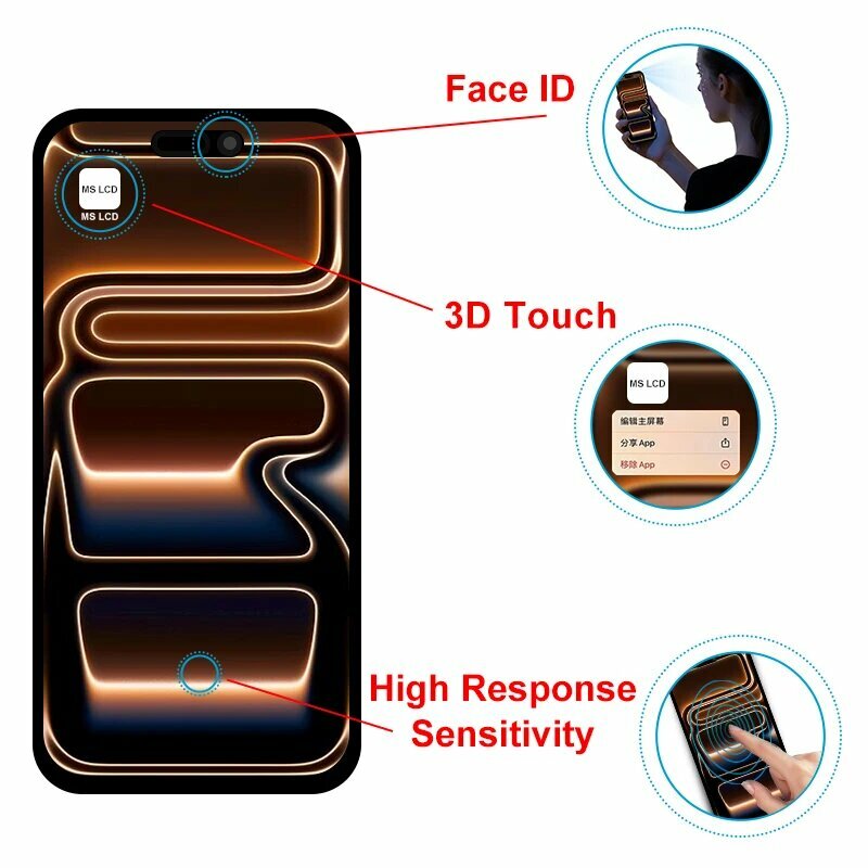 Дисплей AAA OLED для iPhone 17 Pro Max, 15, 14 Pro Max, 14, 15 Pro, 14 Plus, 15 Pro, 16 Pro Max с 3D Touch и дигитайзером — фото 1