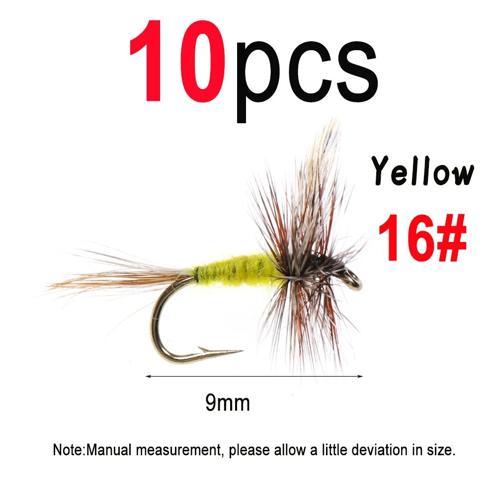 Сухие мухи Adams, 10шт, Yellow, 16#