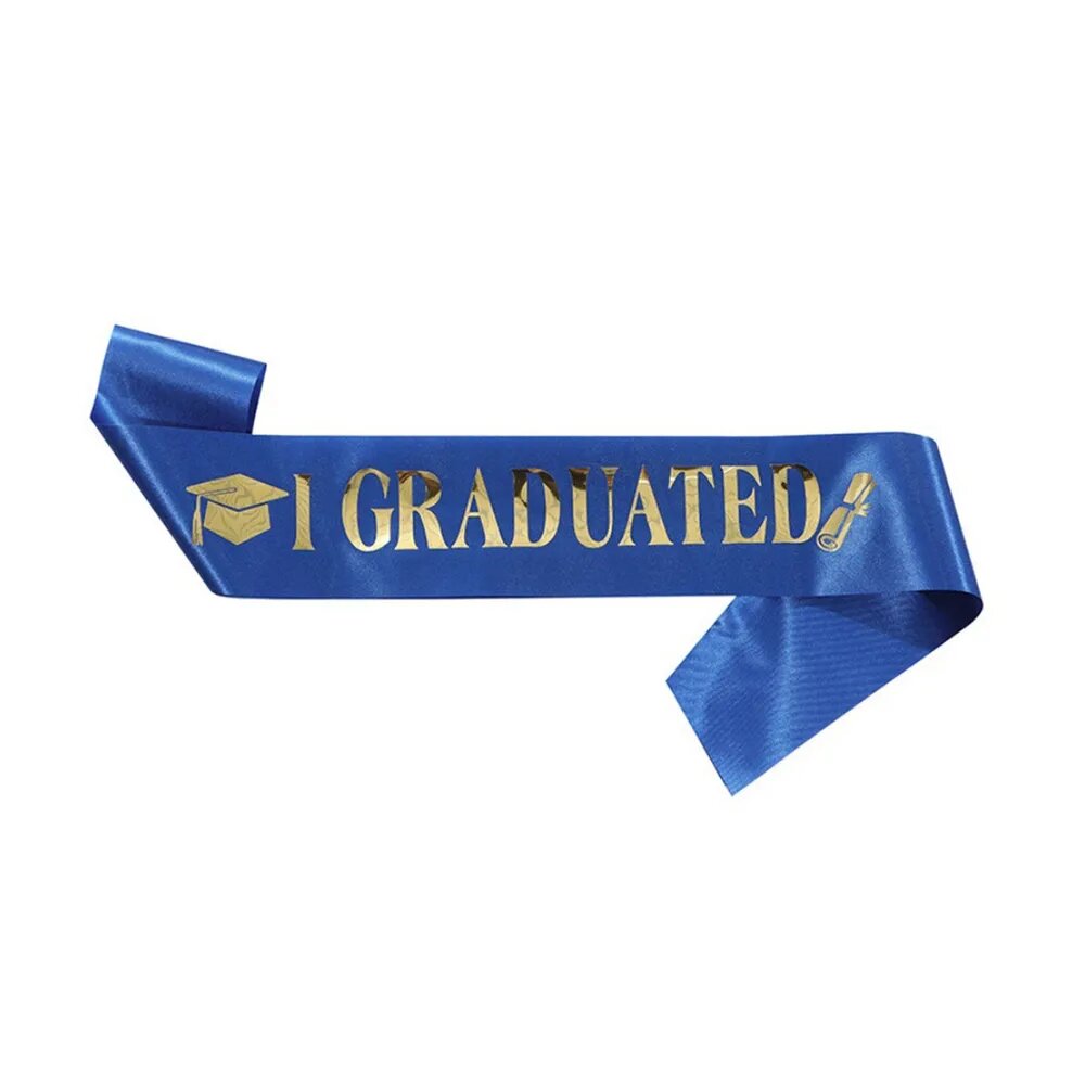 Лента выпускника "I GRADUATED", атласная, на Выпускной 2026, для девушек и юношей, аксессуар для школы и университета