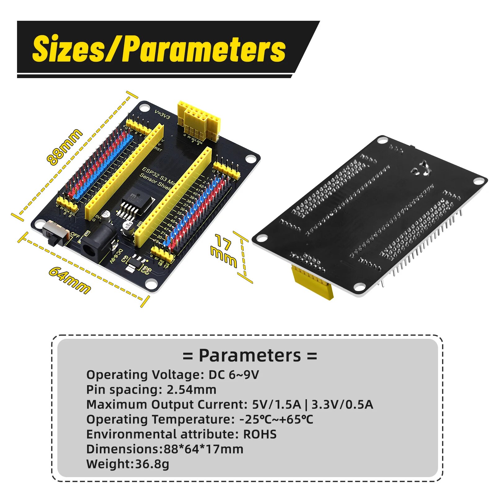 Keyestudio ESP32 S3 Mini Sensor Shield 3 PCS — фото 1