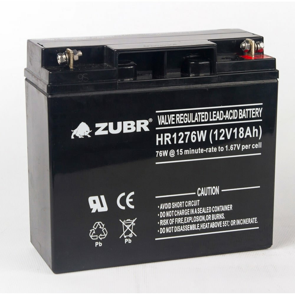 Аккумуляторная батарея ZUBR HR12-76W 12V18Ah, Китай HR12-76W(ZUBR)