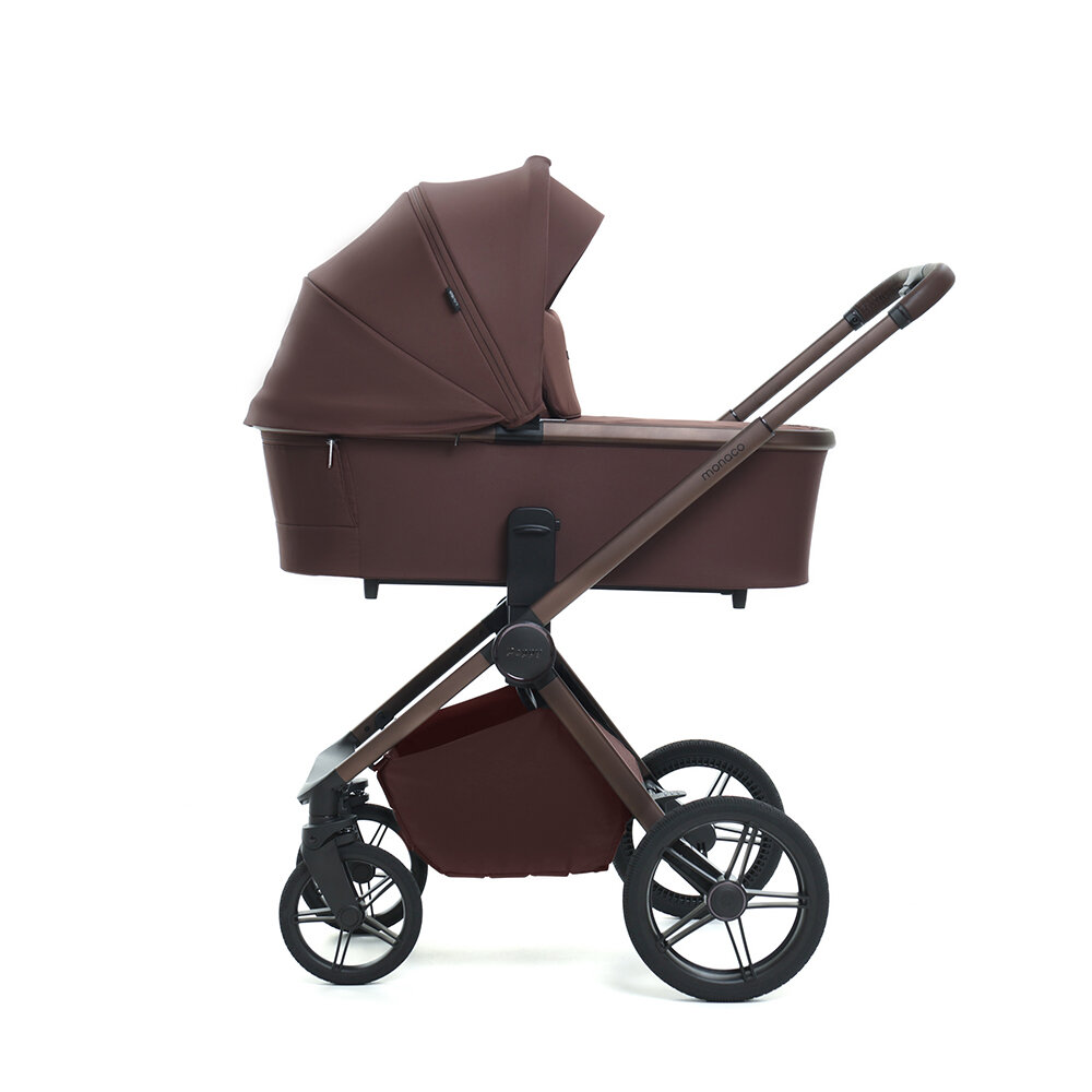 Коляска детская Peppy Monaco Plus 2 в 1 Burgundy (винный), рама коричневая