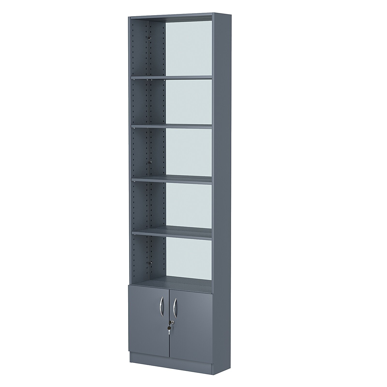 Стеллаж из ДСП с 4-мя полками 200x600 мм серии LEVEL-4 №3-2 (З/C - зеркало), Темно-Серый