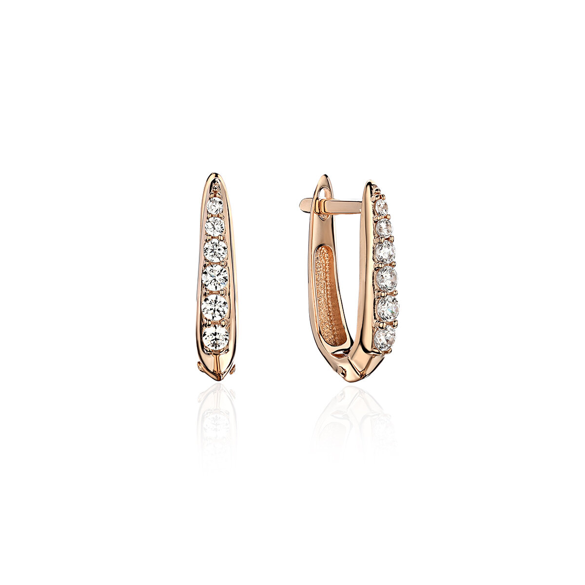 Серьги Эстет, золото, 585 проба, фианит