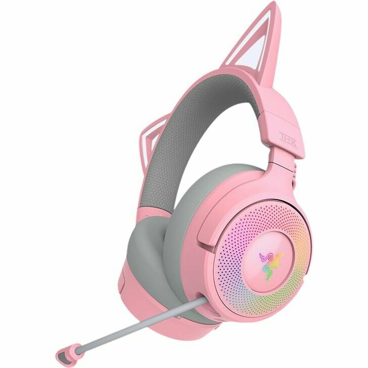 Гарнитура Razer Kraken Kitty V3 Pro Quartz розовый, беспроводная, bluetooth, до 70 ч, подсветка
