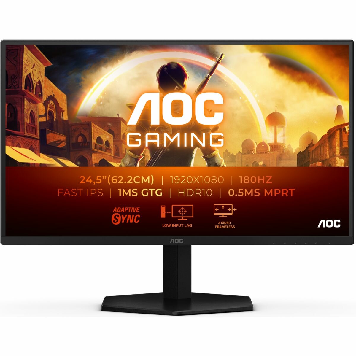 Монитор 24.5" AOC 25G42E IPS 1920x1080, 180 Гц, 1 мс, 16:9, 300 кд/м , HDMI 2.0, DP 1.4, 3.5 Jack, HDR10, A.