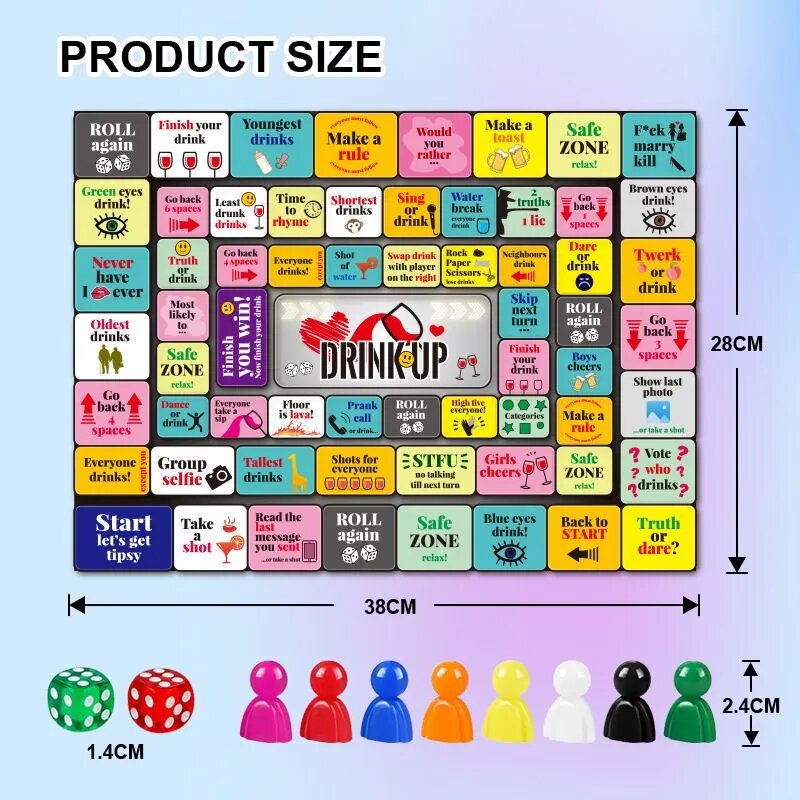 Коврик для мышки Artboard Drink Up, двойного назначения, с настольной игрой, белый, 38x28 см — фото 1