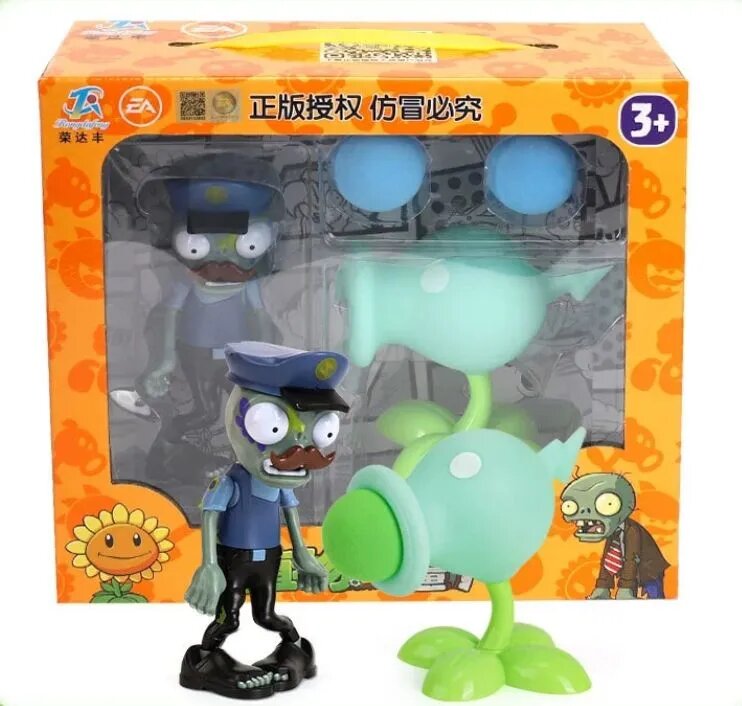 Набор игрушек "Растения против Зомби" (Plants vs. Zombies), мягкий винил, с запускаемыми шарами, подарочная коробка с окном, Новогодний подарок