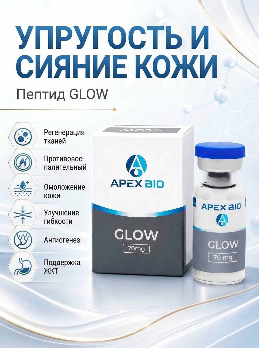 Пептид GLOW (Глоу) 70 мг для улучшения качества кожи, омоложение и восстановление организма