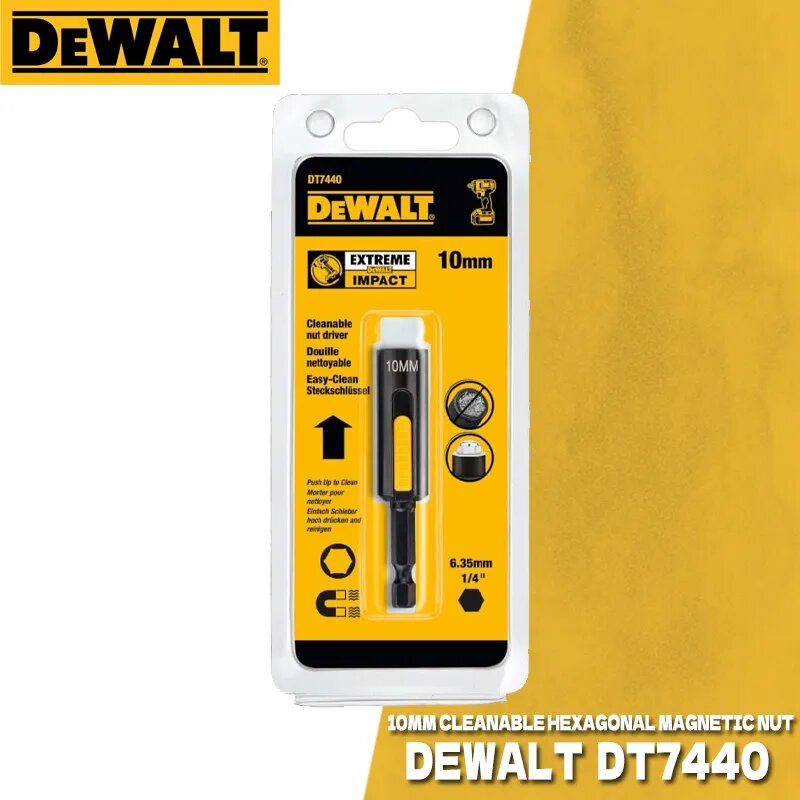 DeWalt DT7440 Магнитный сокет для гаек 10 мм EXTREME Ударопрочный, легко очищаемый