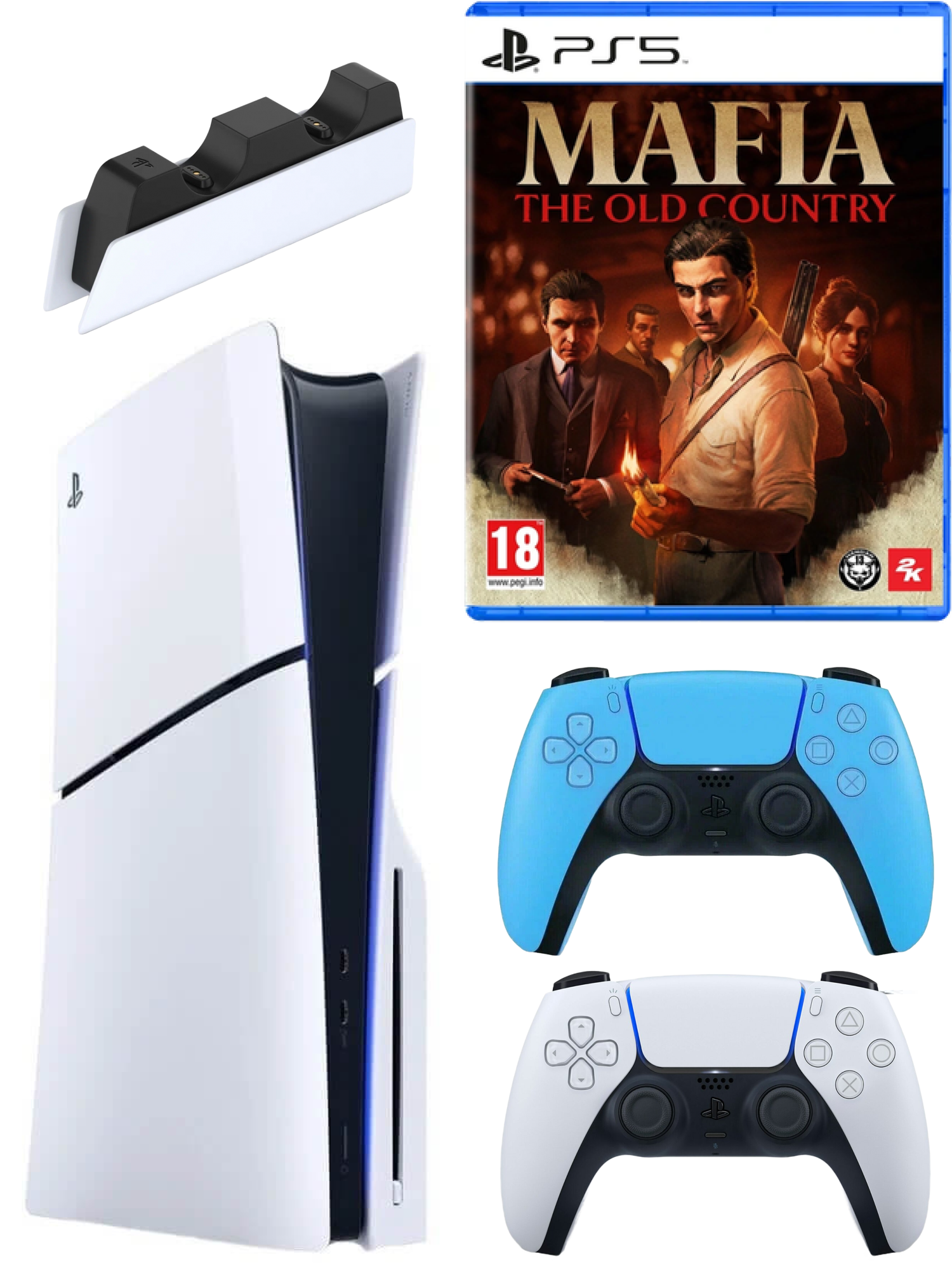 Игровая приставка Sony PS 5 Slim,1ТБ(с дисководом)+2-ой геймпад+Зарядная станция+MAFIA: The Old Country
