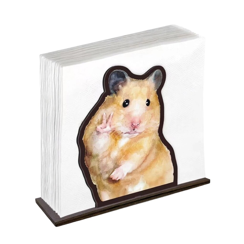 Wooden Napkin Stand with Hamster Figure For Workspaces Decorative Tissue Box Cover For Any Room