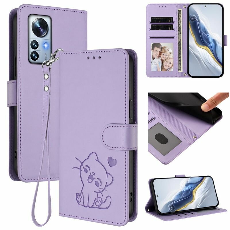 Чехол книжка для Сяоми 12 про и Сяоми 12S про ( Xiaomi 12 Pro и Xiaomi 12S Pro ) кожаный с магнитной застежкой, с функцией подставки, коротким шнурком