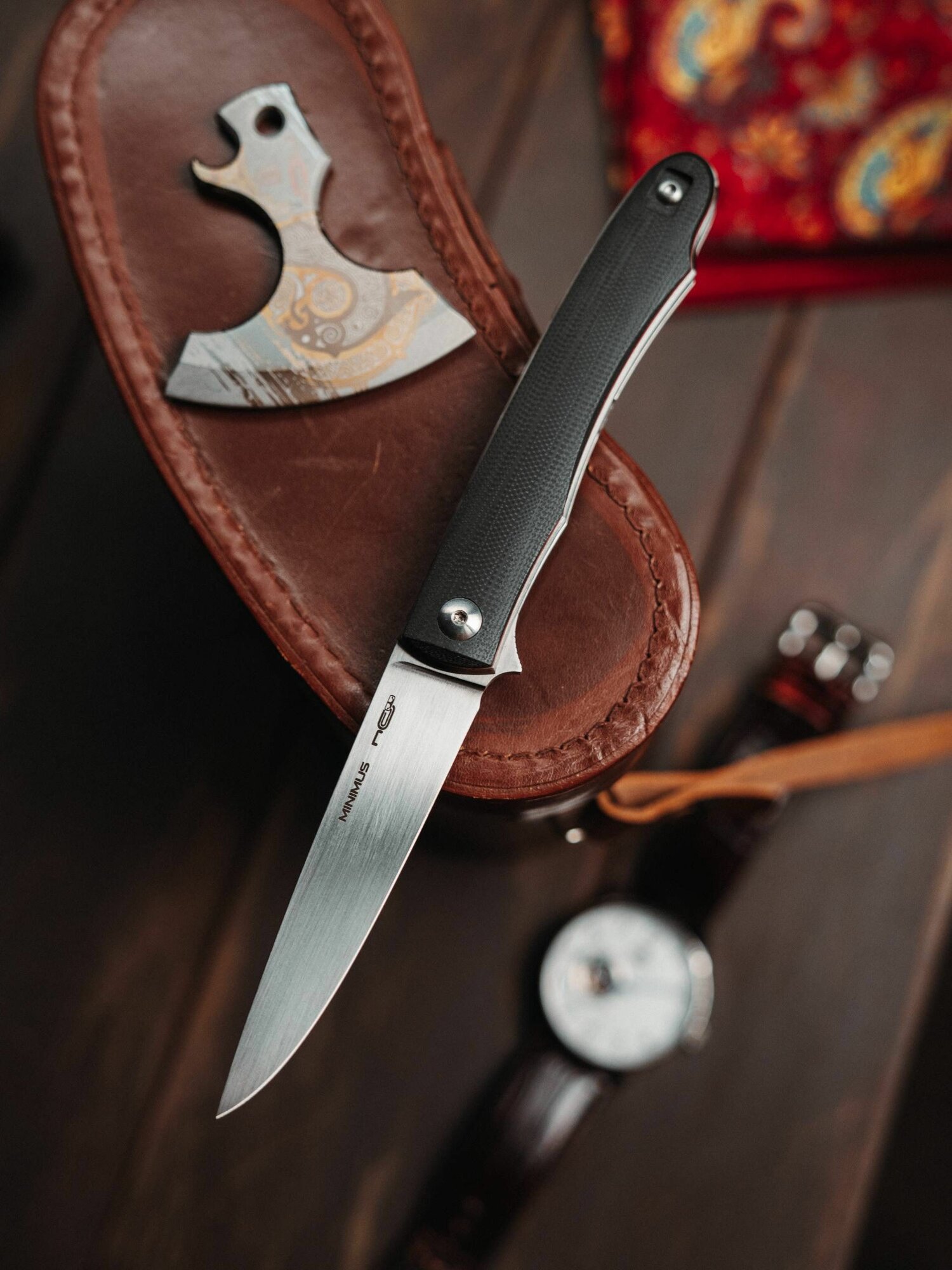Нож складной NC Custom Minimus (AUS-10 Satin, G10 Black/red)