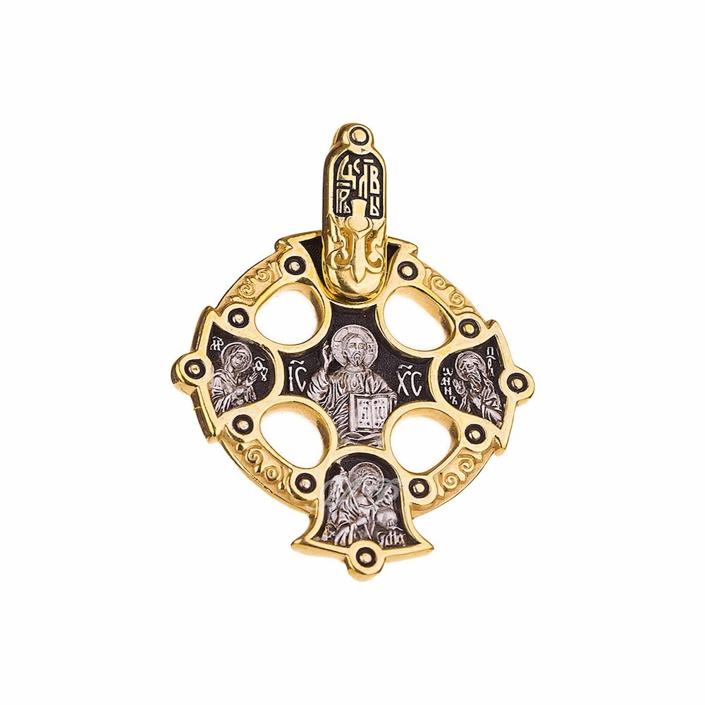 Крестик, серебро, 925 проба, золочение, чернение