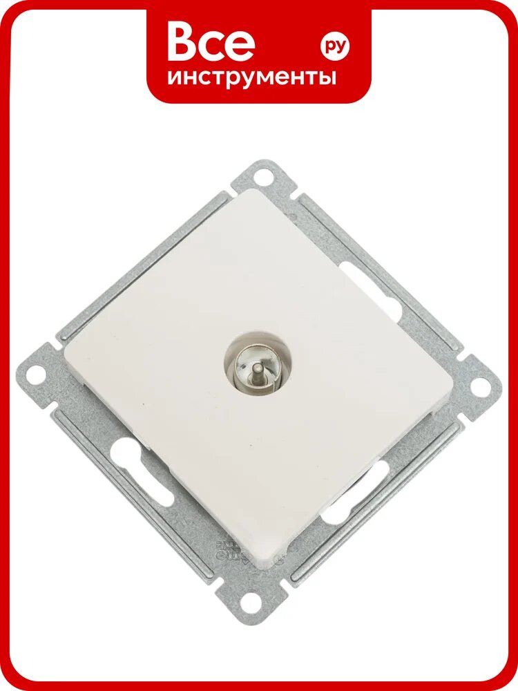 TV розетка Systeme Electric Glossa молочная, механизм SE GSL000993, сталь‑пластик, защита IP20, класс защиты