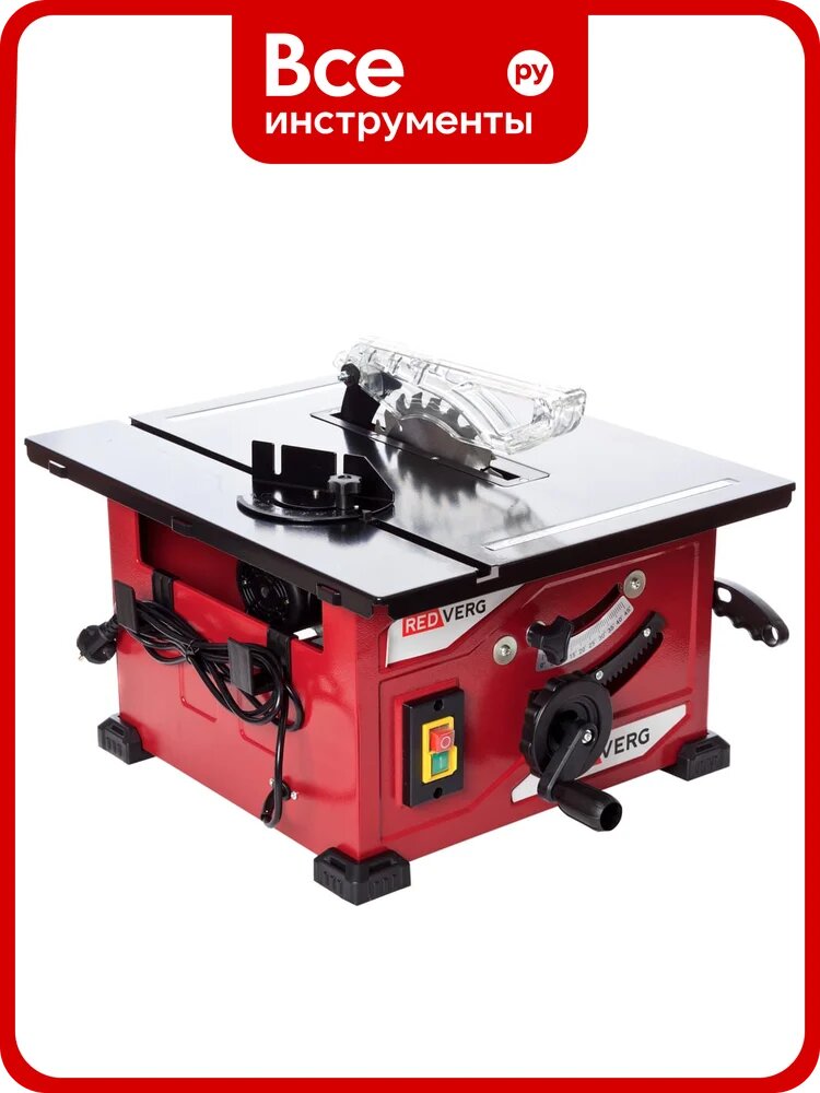 Циркулярная настольная пила REDVERG RD-SS210-1200/2 6671542 с металлическим столом и регулировкой глубины пропила