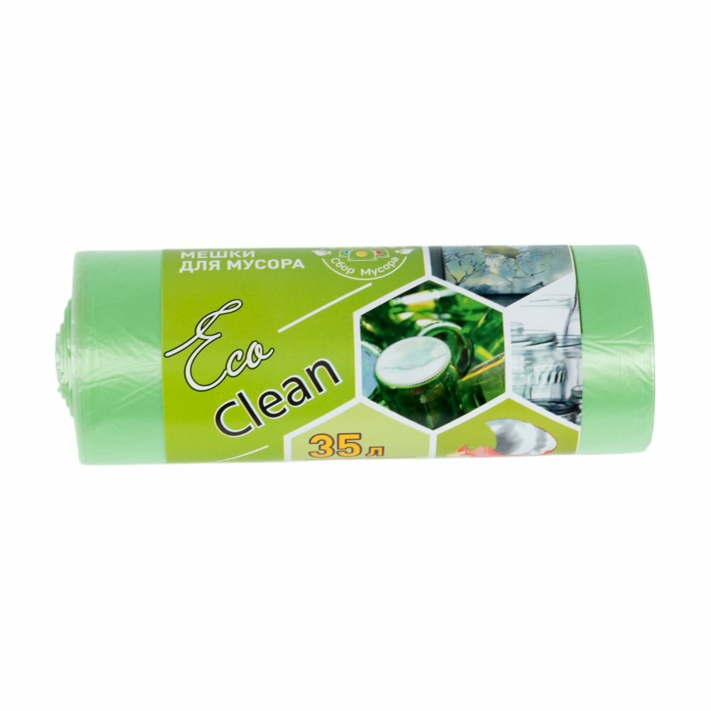 Мешки Ecoclean (35 л, 30 шт, ПНД , зеленый, 8 мкм, 48х58 см) Концепция Быта 3798 — фото 1