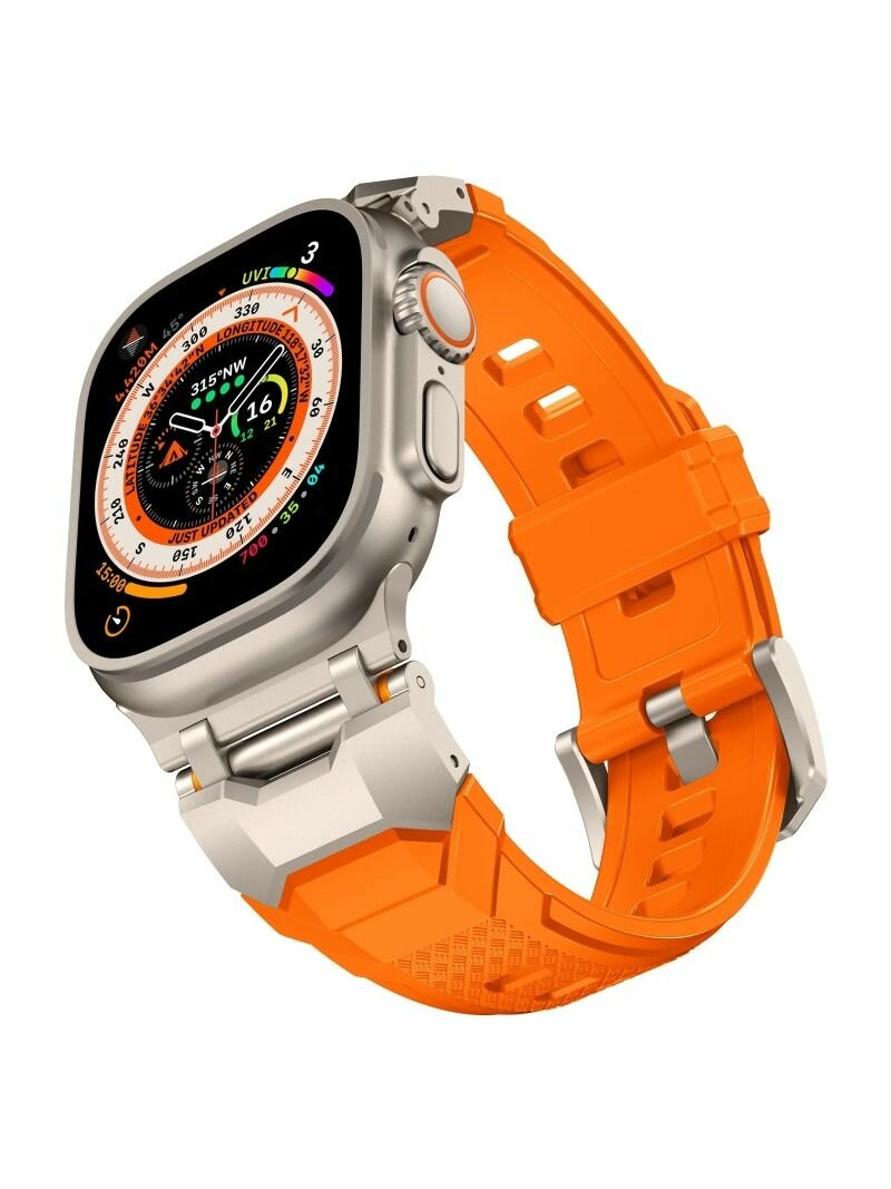 Резиновый ремень для Apple Watch Ultra 3 49 мм серии 11 10 46 мм Роскошная силиконовая лента для IWatch 9 8 7 45 мм