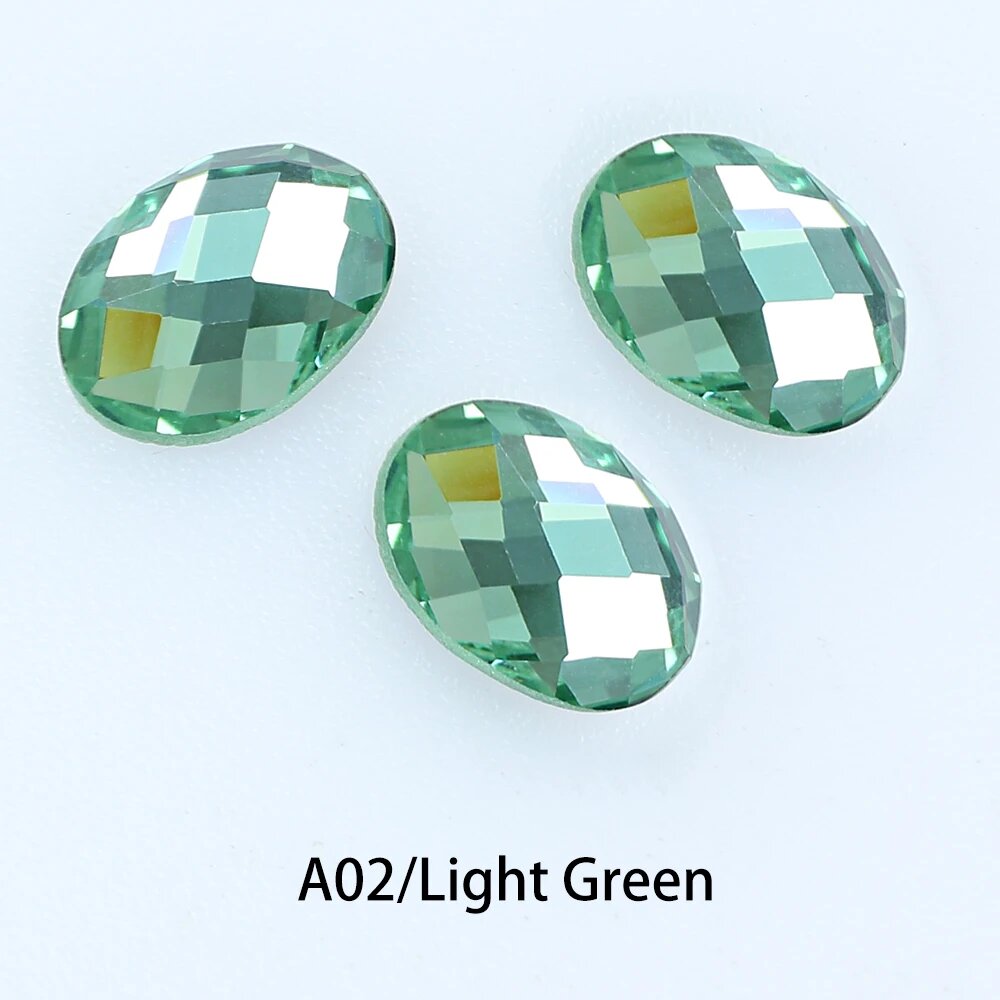 Стеклянные стразы овальной формы 24 штуки Зеленый, 10X14MM, A02 Light Green