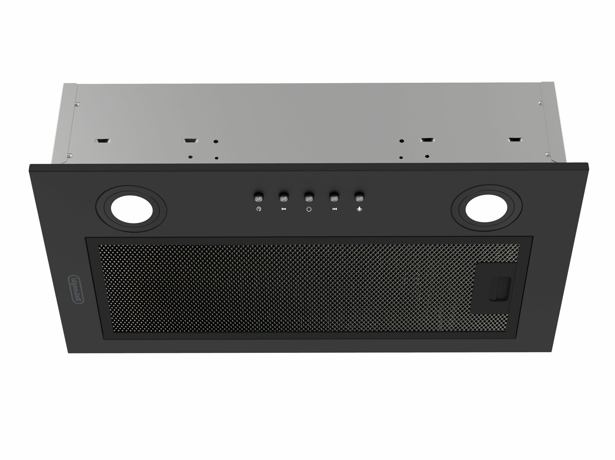 Vstraivaemaya vytyazhka dlya kuhni delonghi senso 506 nm 52 sm otvod retsirkulyatsiya chernyy