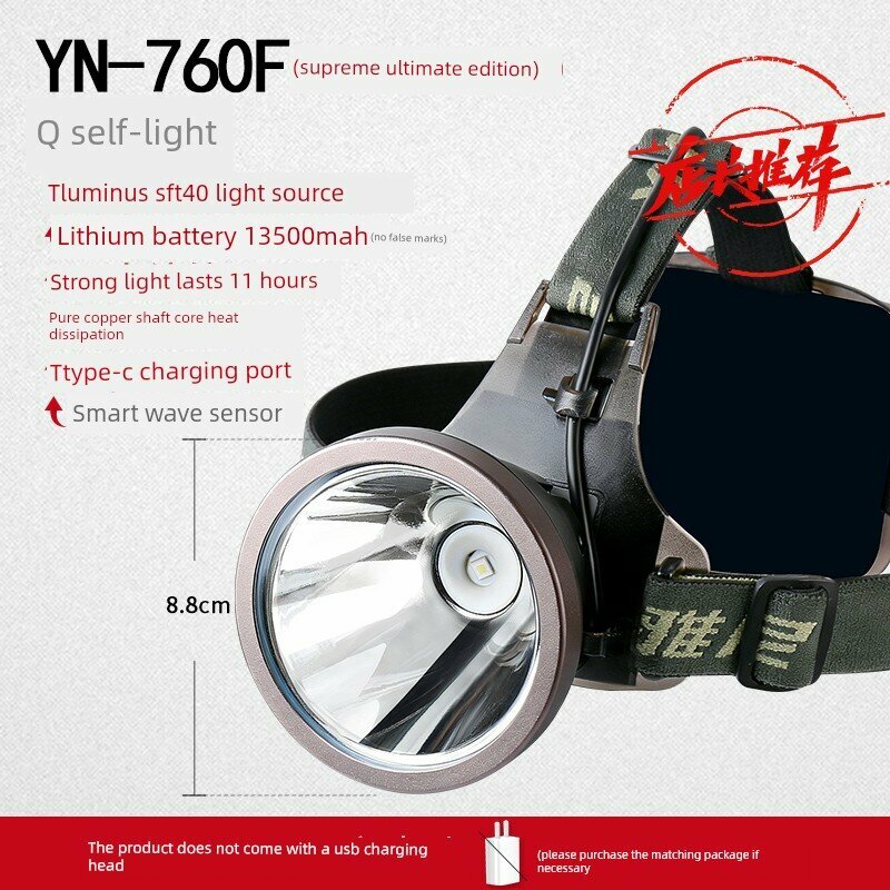 Налобный фонарь Yanni 736S, мощный свет, ультраяркий, перезаряжаемый, налобный фонарь-прожектор, высокомощный,