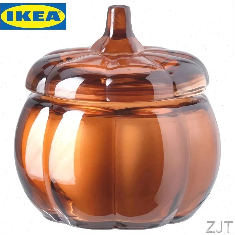 Ароматическая свеча IKEA, тыква, стекло, коричневый, 8.5x8.5 см