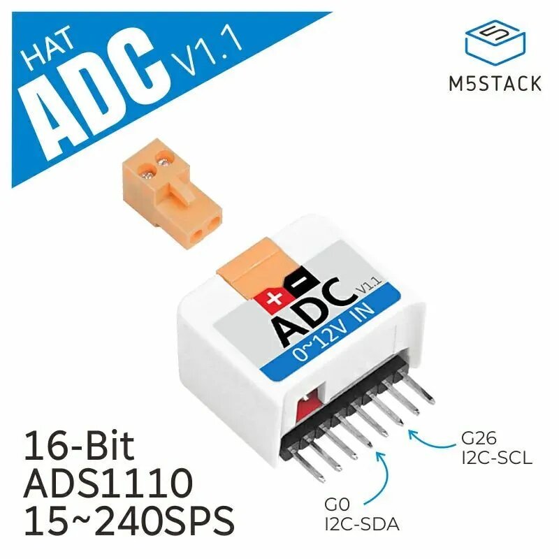 Модуль аналого-цифрового преобразования M5Stack ADC HAT V1.1, совместимый с ADS1110 серии M5StickC