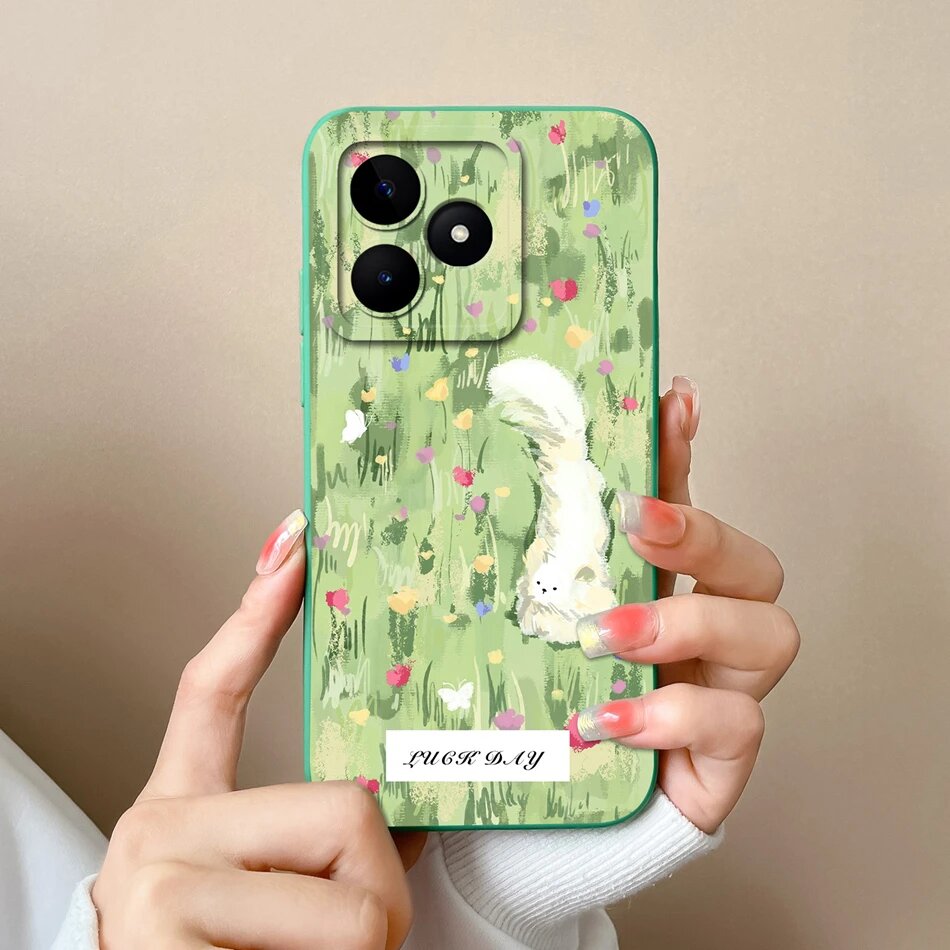 Чехол для Realme Note 50, чехол для телефона Realme Note 60, чехол с милым котом, полная защита, задняя крышка, мягкий жидкий силиконовый бампер для