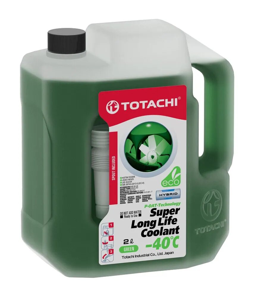 Антифриз Зеленый TOTACHI SLLC (-40C) 2 л лобридный P-OAT